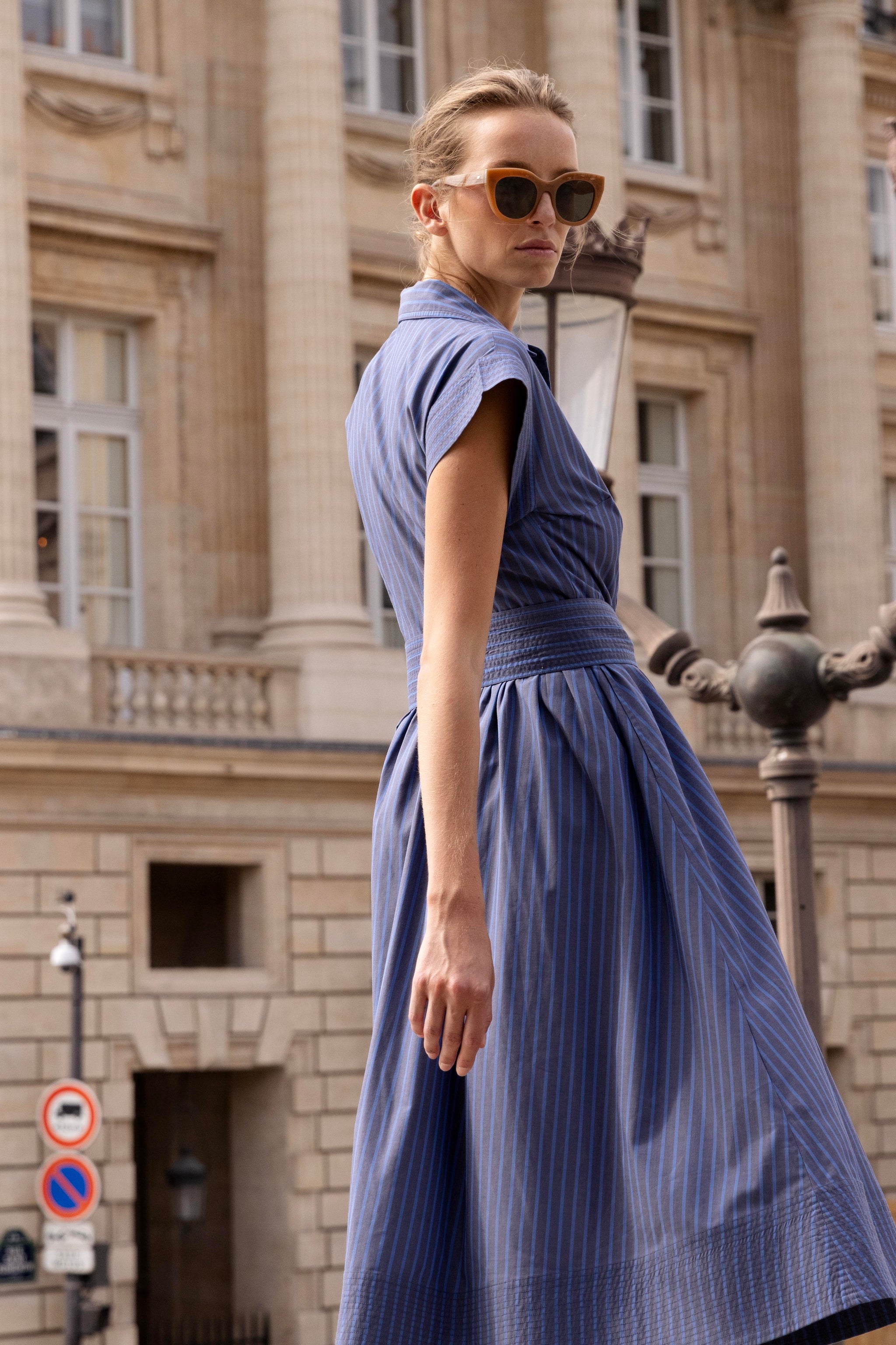 Belted Shirt Dress- Morgan Blue