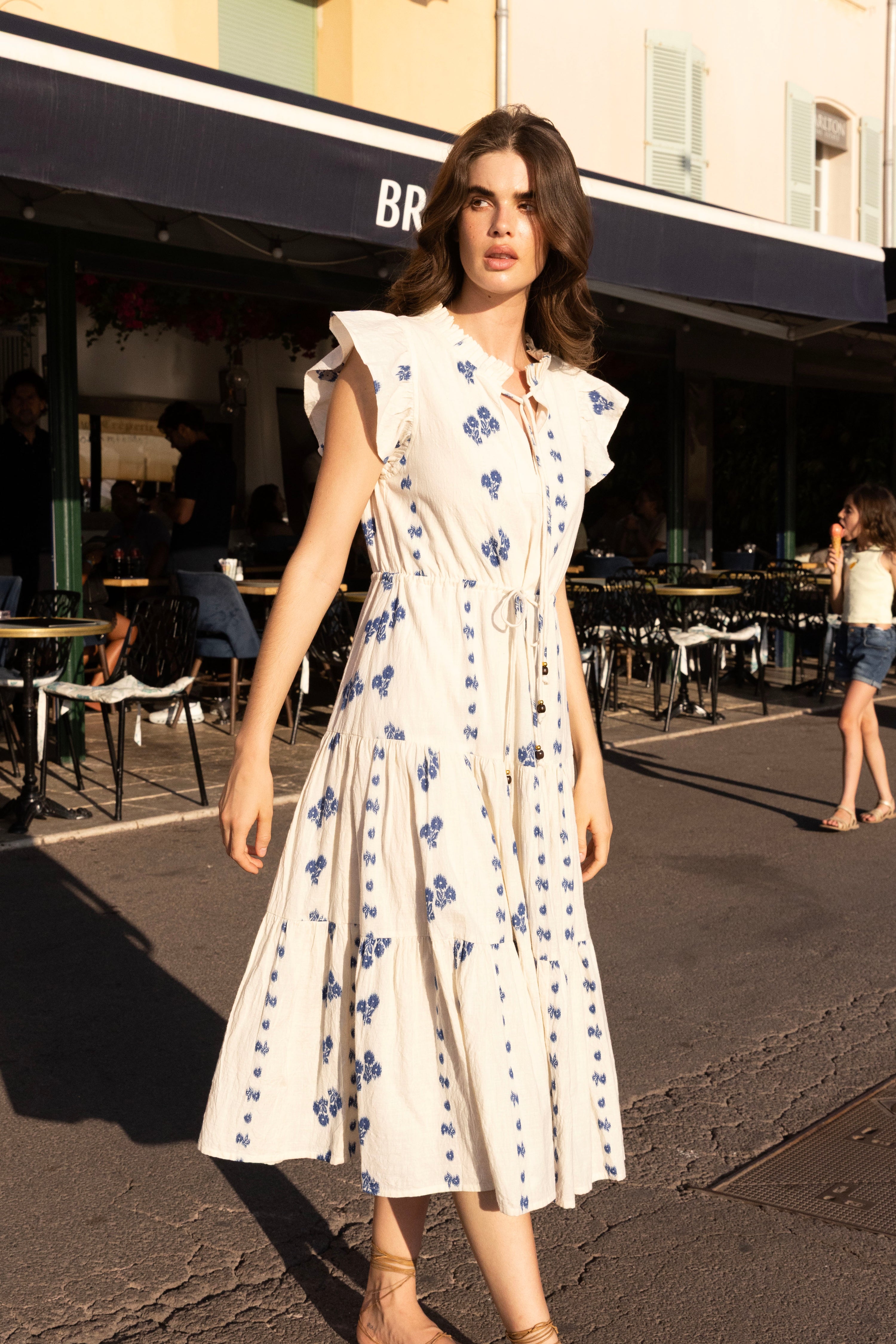 Cinched Flirty Midi- Wicklow Blue