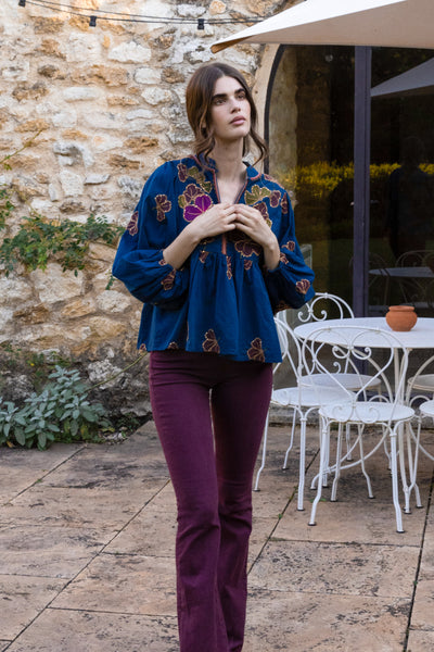 Mandarin Balloon Top- Almay Blue – OLIPHANTDESIGN